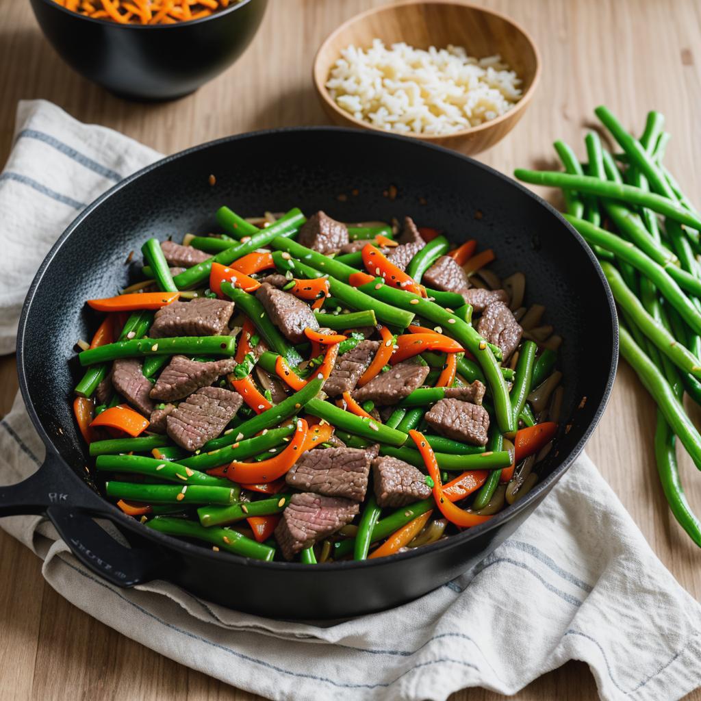 7 Step To Make Stir-Fry Beef and Onion with String Beans