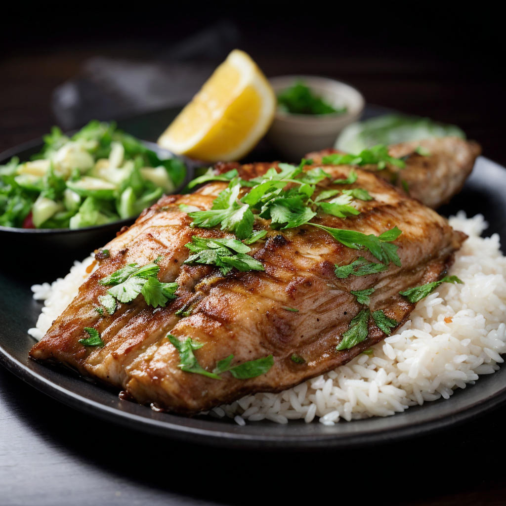 Grilled Fish with Rice and Salad - The Filipina Kitchen